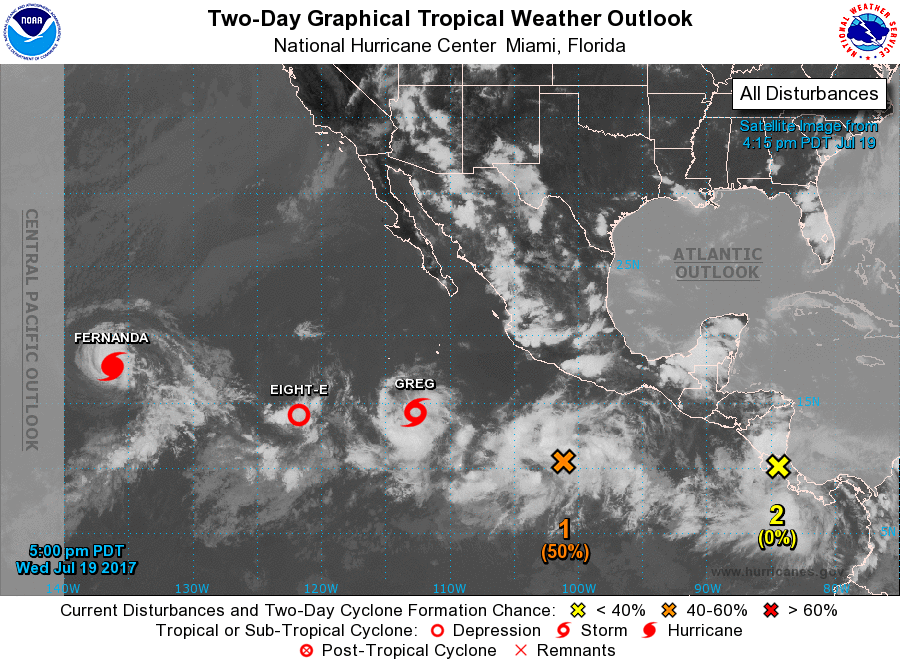 Hurricane Fernanda, TS Greg, TD 8-E, King Tide Update : Big Island Now