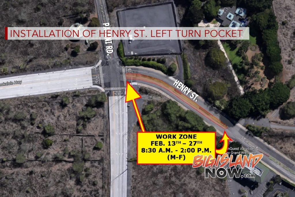 Installation of Henry Street Left Turn Pocket : Big Island Now