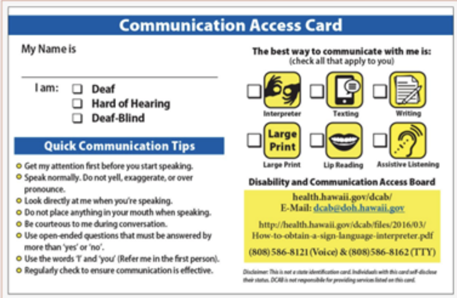 New Communication Access Card Available : Big Island Now