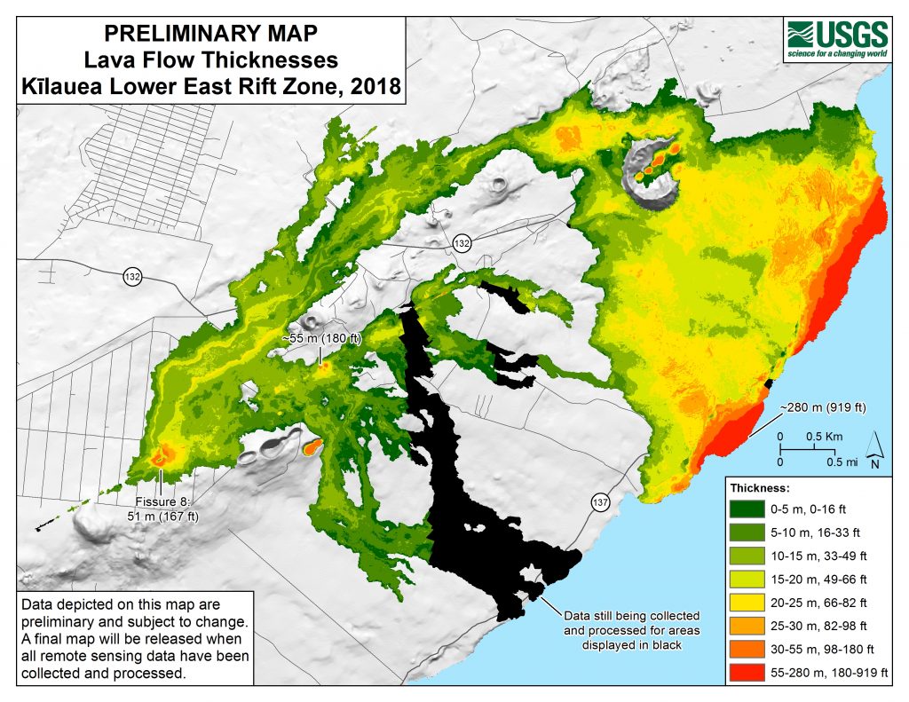 New Map Shows Lava Flow Thickness in Lower East Rift Zone : Big Island Now