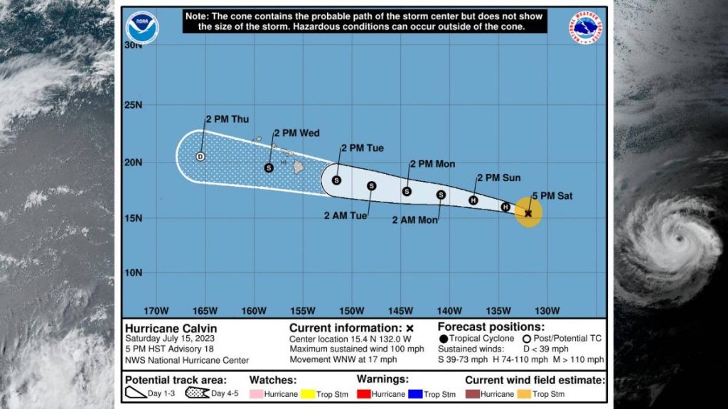 UPDATE No. 2: Calvin now about 1,540 miles east-southeast of Hilo on ...